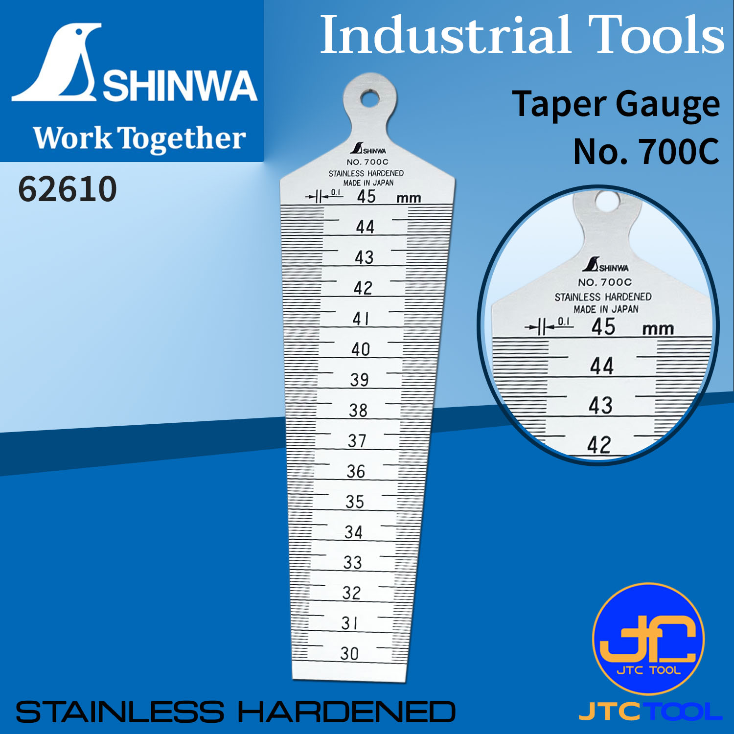 SHINWA เตเปอร์เกจวัดรูใน 30-45mm รุ่น 700C - JTC Tool - ThaiPick