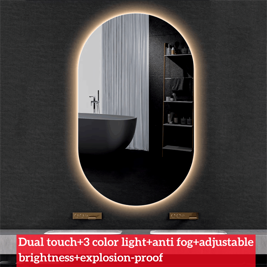 Intelligent Bathroom Mirror Elliptical Wall Mounted LED with Light ...