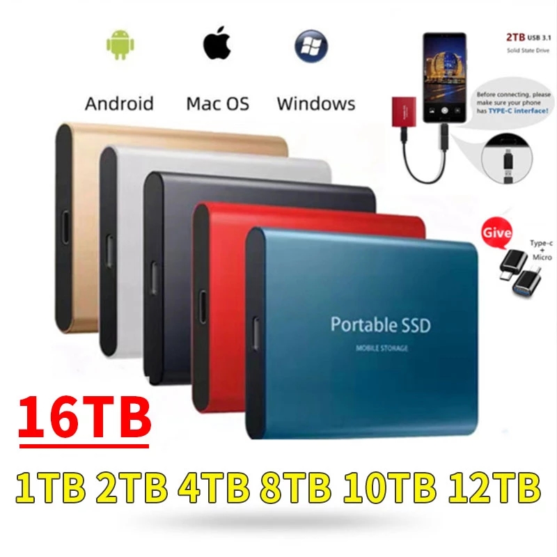 1TB 8TB 16TB แบบพกพา SSD ความเร็วสูง Mobile Solid State Drive SSD ฮาร์ดดิสก์แบบพกพาอุปกรณ์จัด ...