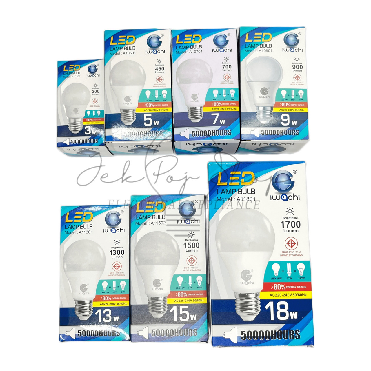 หลอดปิงปอง LED ขั้ว E27 มีขนาด 3W 5W 7W 9W 13W 15W 18W ยี่ห้อ IWACHI รุ่น A1 มี สีขาว Daylight ...