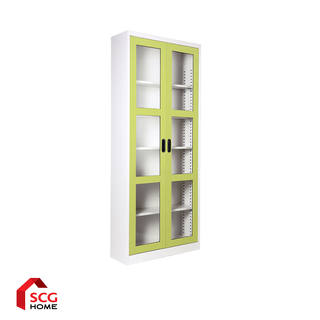 Kiosk Furniture ตู้สูงMAXBOOK 2 บานเปิดกระจก สีเขียว - SCG Home - ThaiPick