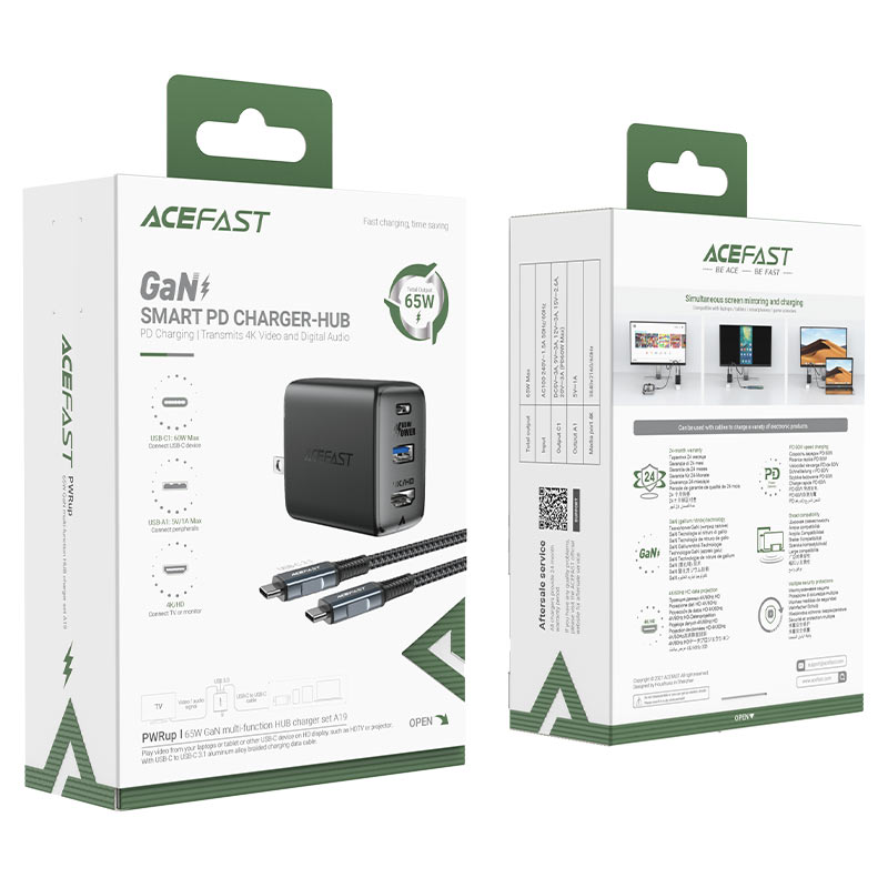 ACEFAST Multi-Function HUB Charger 65W GaN with C to C Cable (US) A19 (FULL) (ของแท้) By Jaymart ...