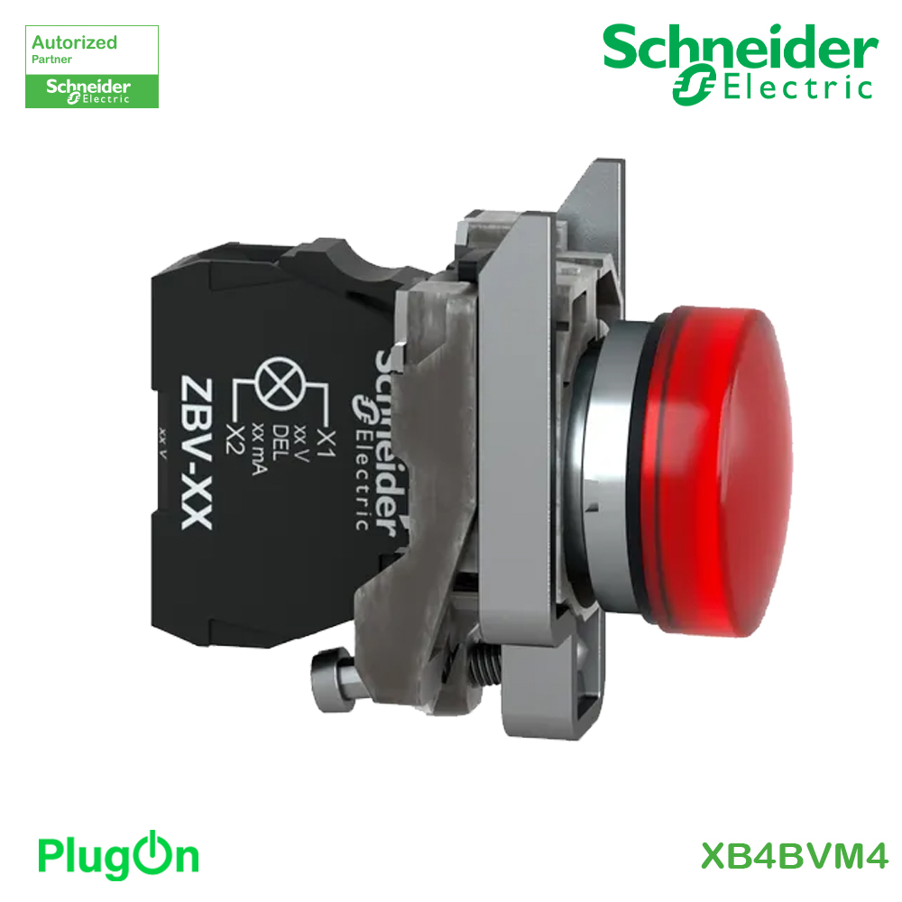 XB4BVM4 - Schneider Electric - ไพล็อทแลมป์ไฟแสดงสี แบบสีแดงชนิด LED ใช้ ...