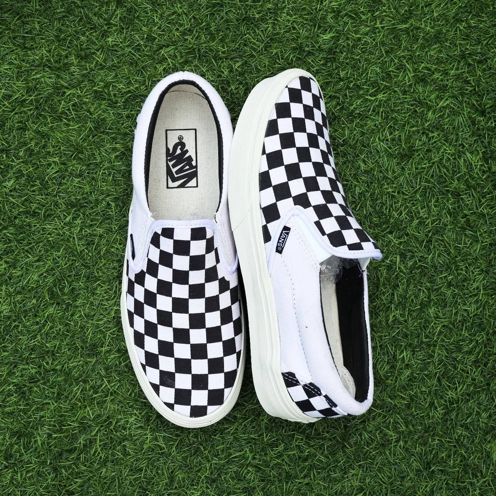 ஐ Vans slip on OG checkerboard Shoes white black premium Chess Box ...