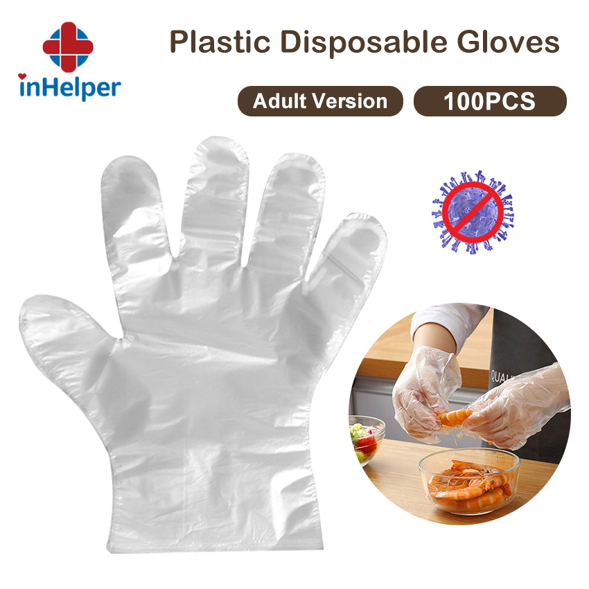 inHelper 100 ชิ้น ถุงมือพลาสติกใสอเนกประสงค์ ใช้แล้วทิ้ง Disposable ...