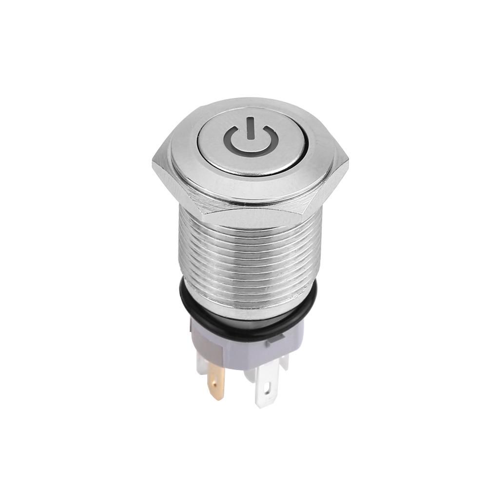 【ราคาแปลกใจ】16mm 12V Car Blue LED Metal Push Button Toggle Switch ...
