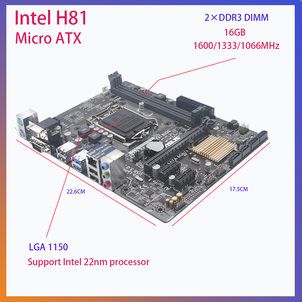 Asus H81m-e R2.0 เมนบอร์ดเดสก์ท็อป H81 ซ็อกเก็ต Lga 1150 I3 I5 I7 Ddr3 16g Micro-atx Uefi Bios ...