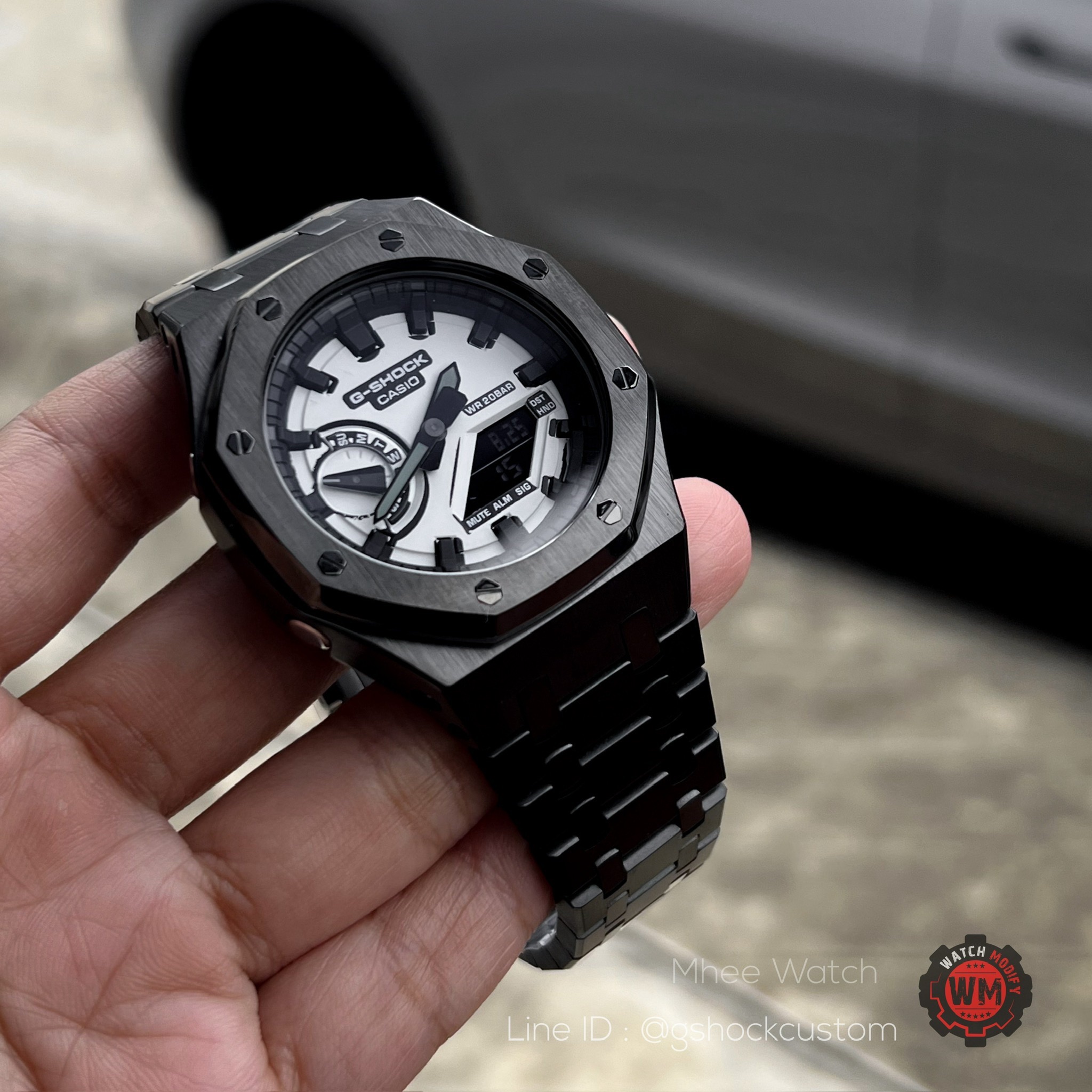 G-SHOCK Casioak Gun Metal Full Stainless Steel Special White Manga Dial ...