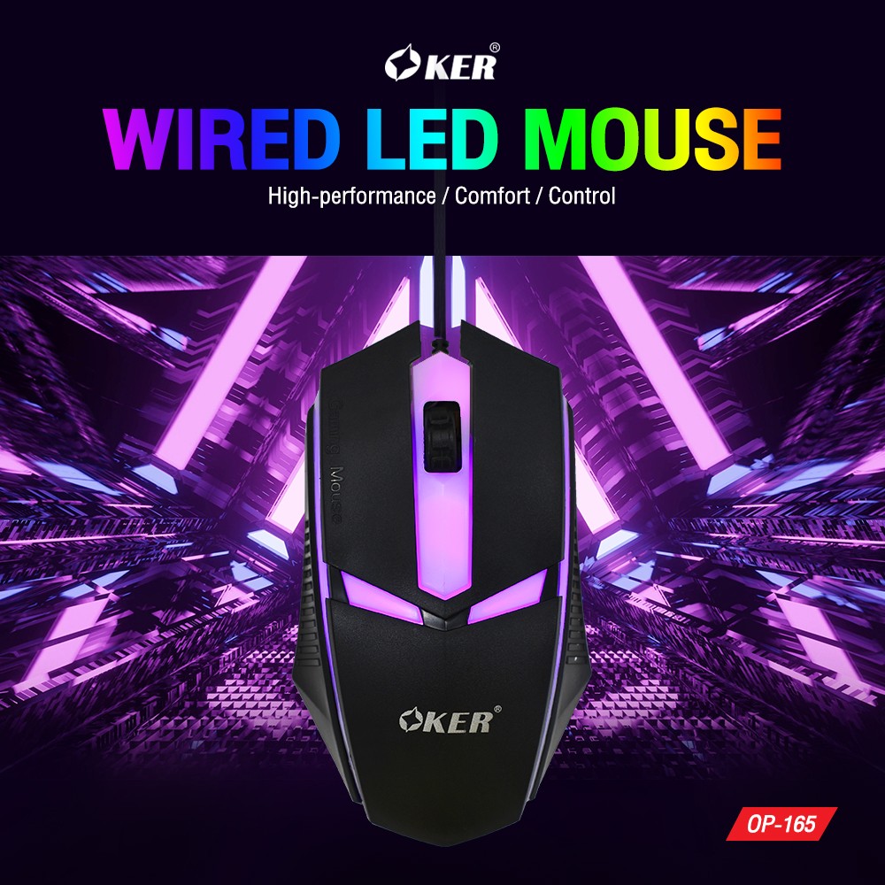 ส่งเร็ว OKER OP-165 WIRED LED MOUSE Black เมาส์สีดำ เมาส์เกมมิ้ง Gaming ...