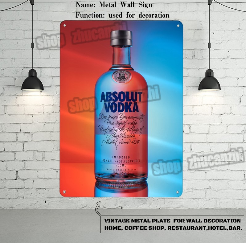2021 Absolut Vodka Metal Tin Signs Country Of Sweden Beer Wine Wall Art ...