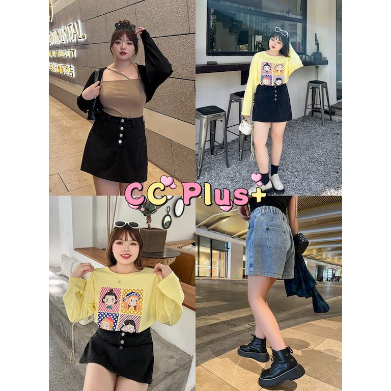 CiCi Plus(836)กระโปรงกางเกงขาสั้น เอวสม็อค กระดุมหน้าแมทซ์ได้ทุกลุค ...