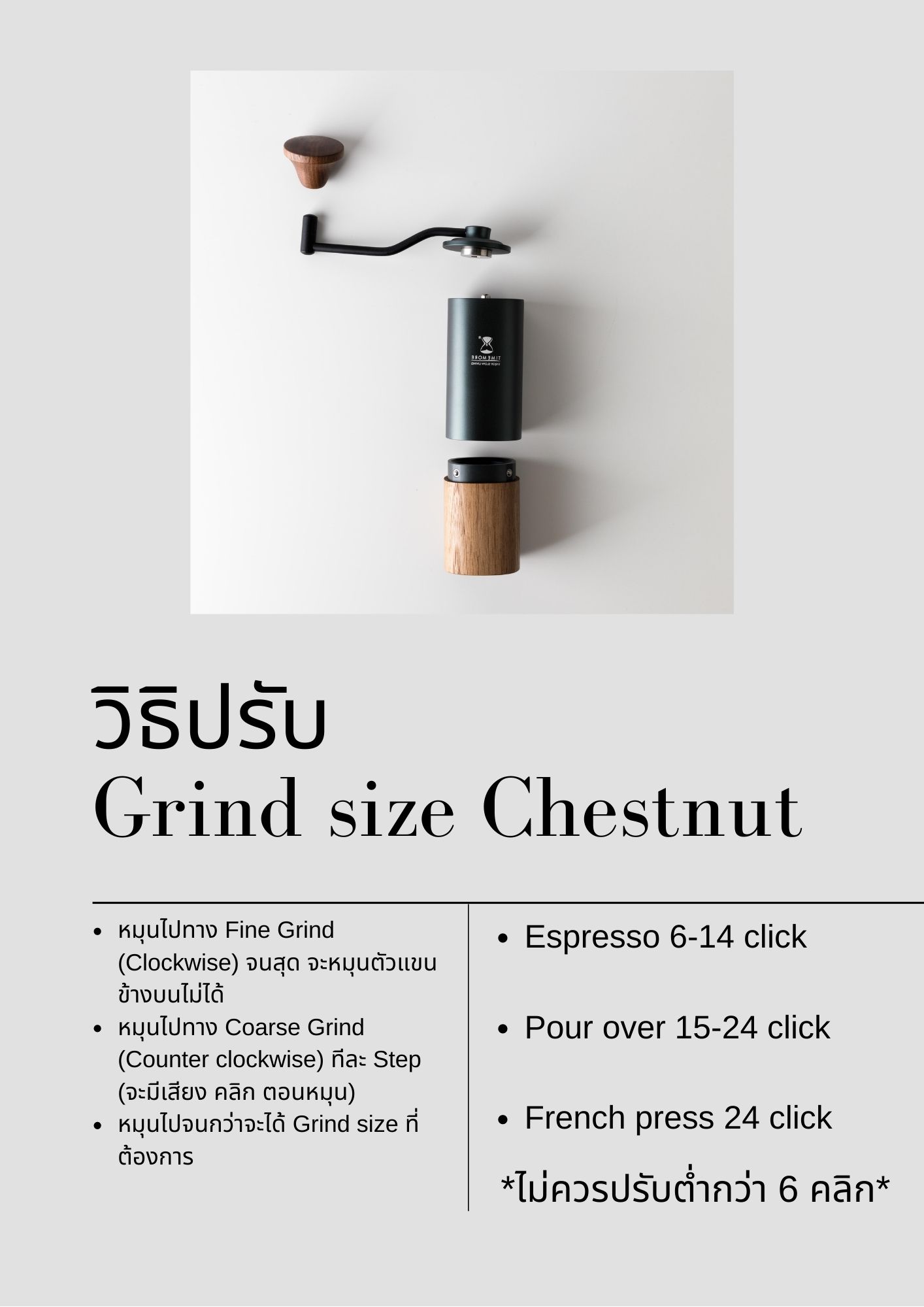 เครื่องบดเมล็ดกาแฟสด แบบมือหมุน ยี่ห้อ Timemore รุ่น Chestnut C2 และ C2 ...