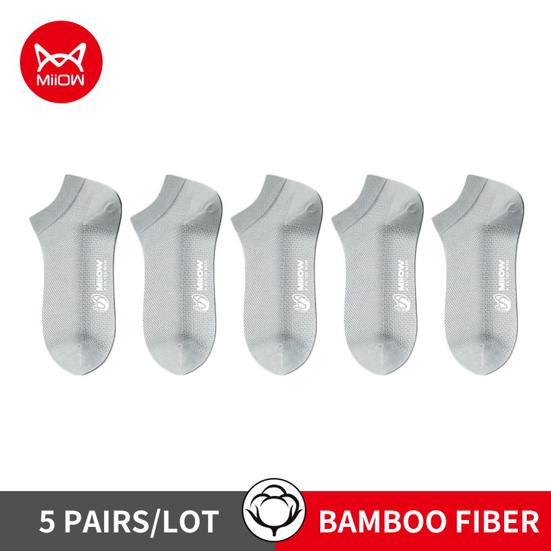 (ร้อน) MiiOW 5คู่ฮาราจูกุผ้าฝ้ายผู้ชายถุงเท้าตาข่ายระบายอากาศต้านเชื้อแบคทีเรียผู้ชายถุงเท้าเรือ ...