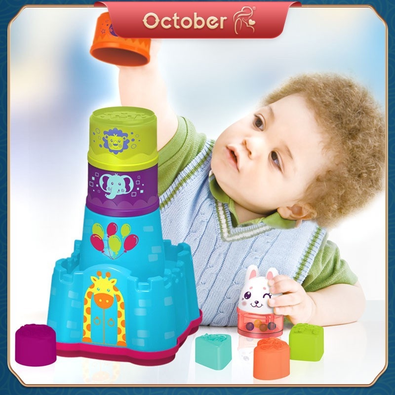 October Baby Stacking Toys Building Blocks Toys Folding Cup Rainbow ...