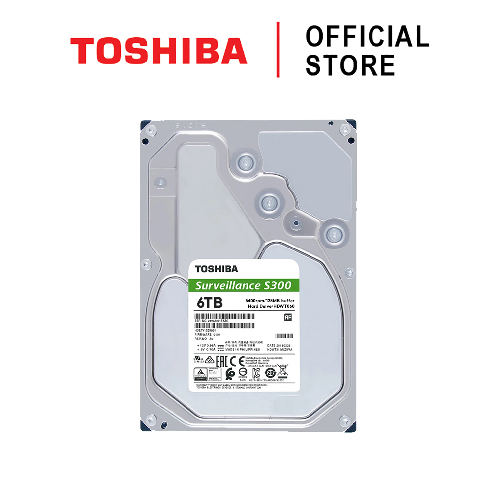 Toshiba HDD CCTVSurveillance (6TB) 3.5 SATA 3.5 รุ่น (S300) HDWT860 ...