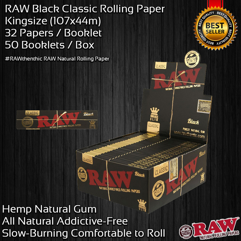 RAW กระดาษโรล Classic Black Kingsize 32 Paper/Booklet Natural Hemp Gum ...