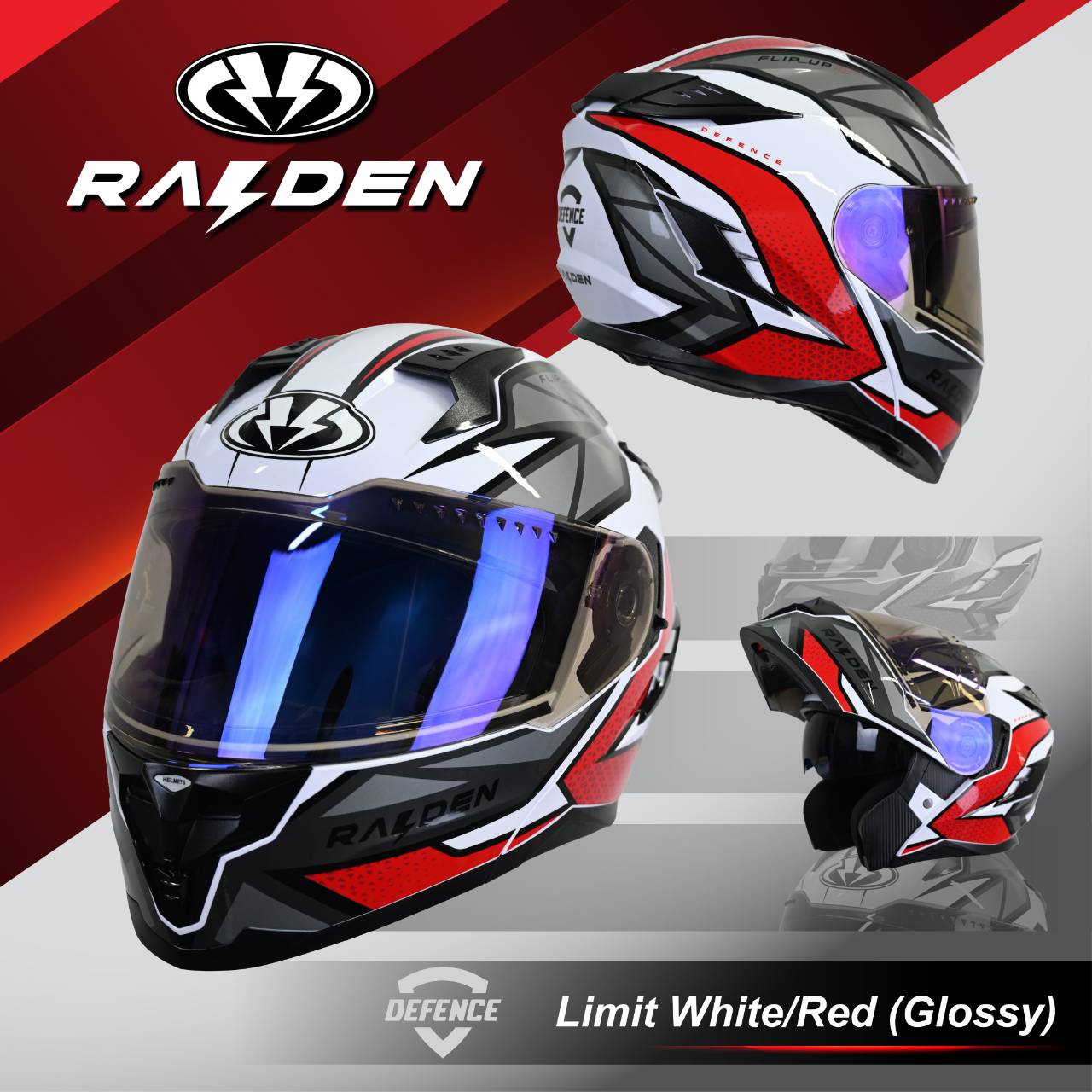 RAIDEN HELMET หมวกกันน็อคเปิดคาง รุ่น DEFENCE ลายใหม่ | Lazada.co.th