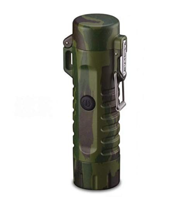 Rechargeable Double Arc Lighter with LED Flashlight (Camouflage) ไฟเ ...