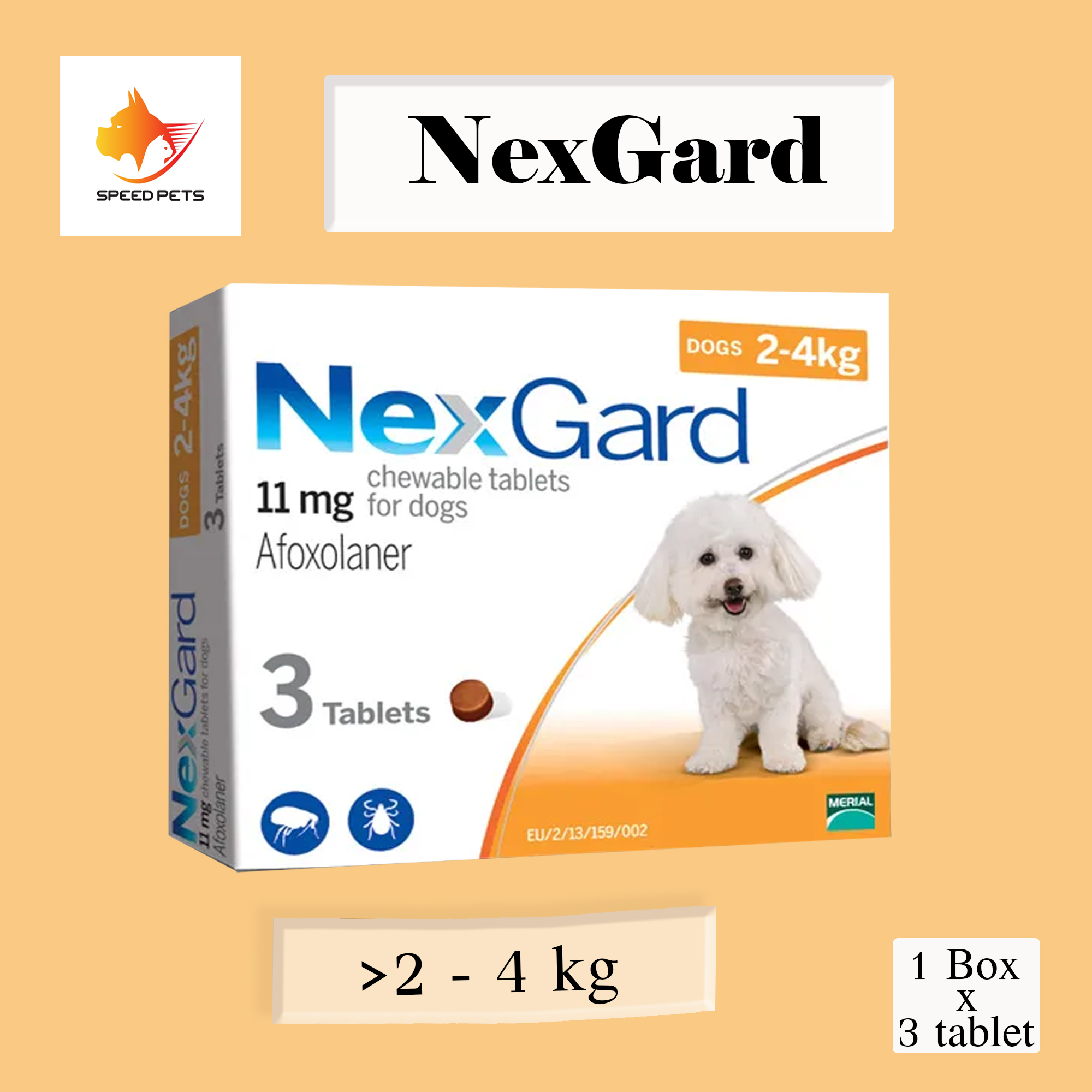 ราคา NexGard dog 2-4 kg สำหรับสุนัข 2 - 4 กก x 1 กล่อง Exp.10/2021 ...