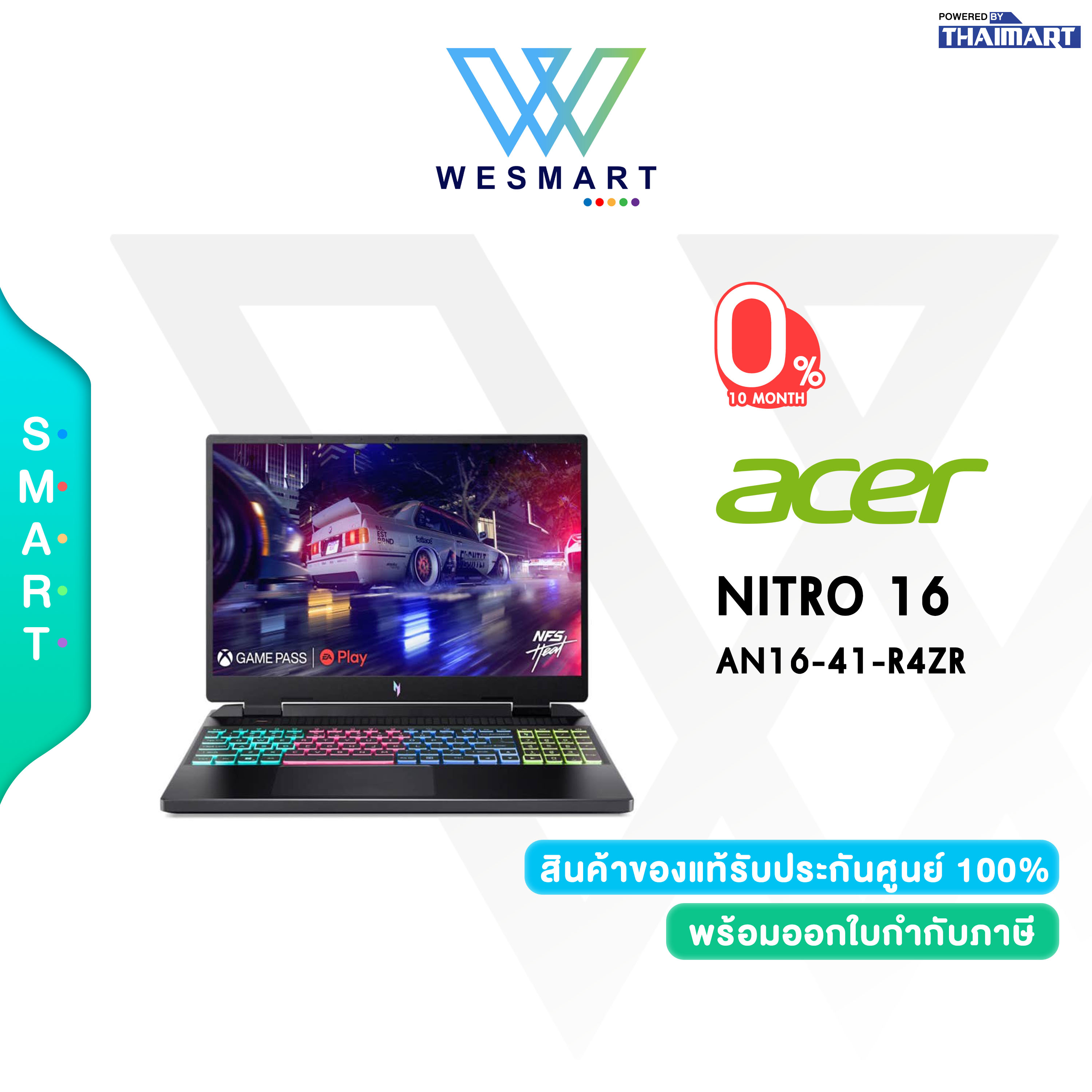 (010ด.)Notebook Acer Nitro16 AN16-41-R4ZR (NH.QLKST.002) Ryzen5 ...