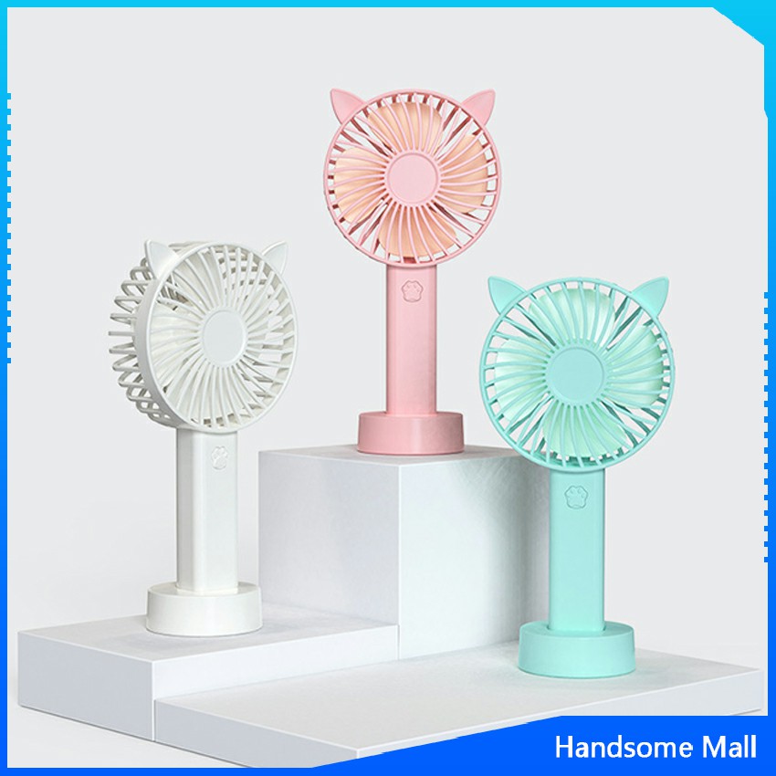 Handsome พัดลมหูแมว พร้อมฐานตั้งโต๊ะ ขนาดเล็ก พัดลมมือถือ น้ำหนักเบา ...