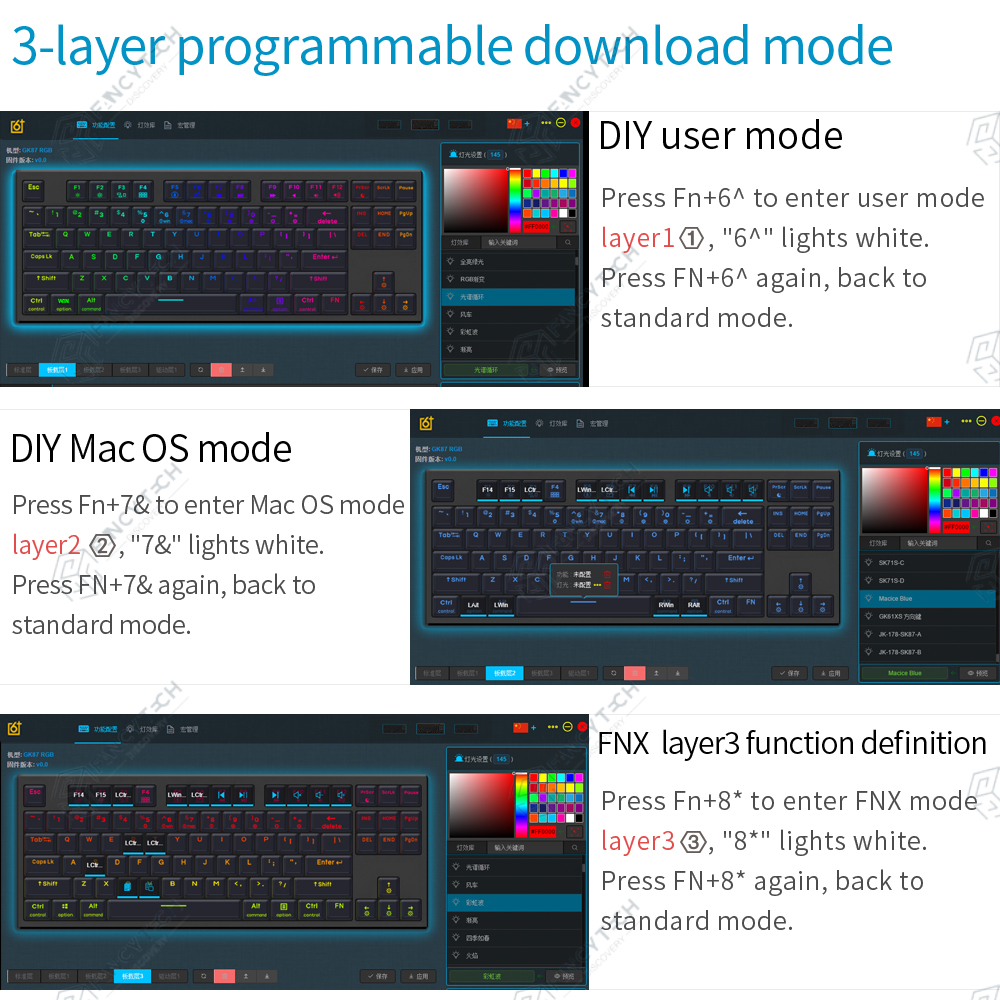 ENG keys Hot-Swap GK87 Skyloong คีย์บอร์ด gaming keyboard TKL 87Keys ...