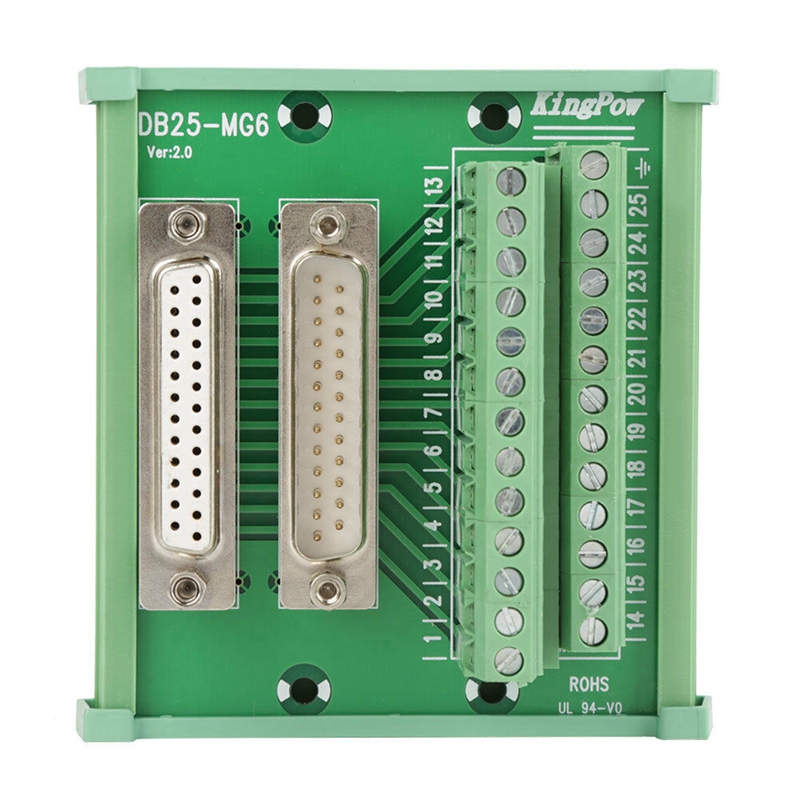 DB25 DIN Rail Mount Interface Module Male/Female Connector Breakout ...