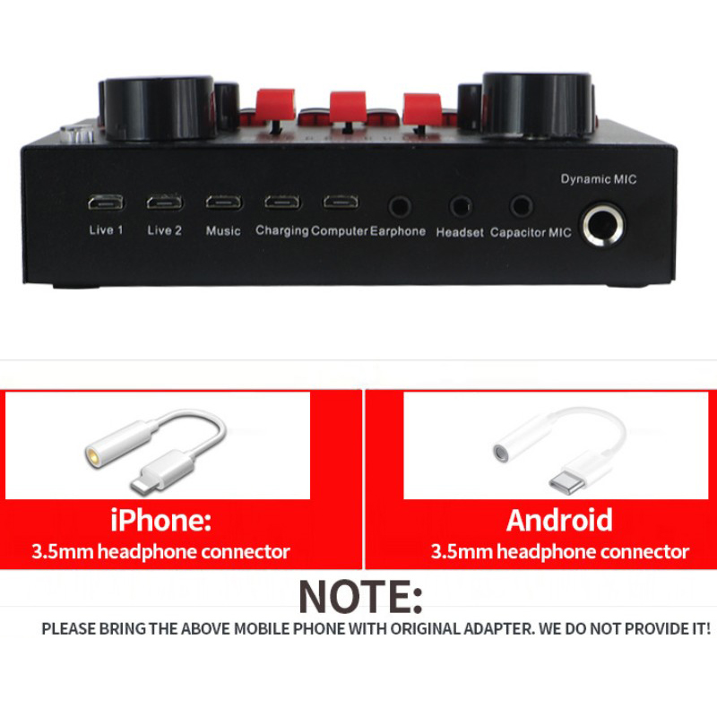 V8S Audio Stereo Headset Microphone Webcast Streamer Live Sound Card ...