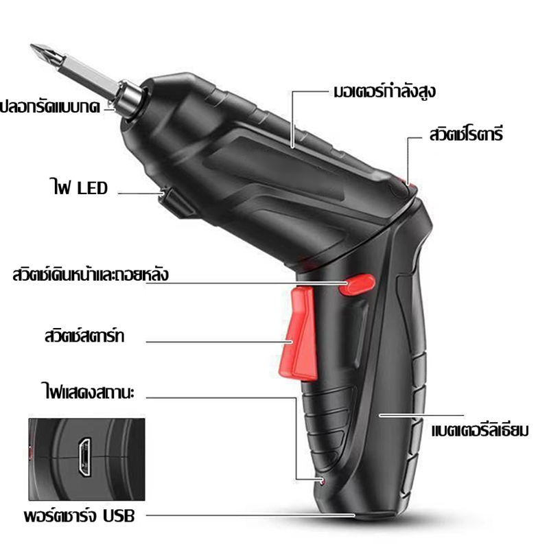 KAMAX สว่านไฟฟ้า สว่านไร้สาย ไขควงอเนกประสงค์ หมุนได้90 มอเตอร์ทรงพลัง ...