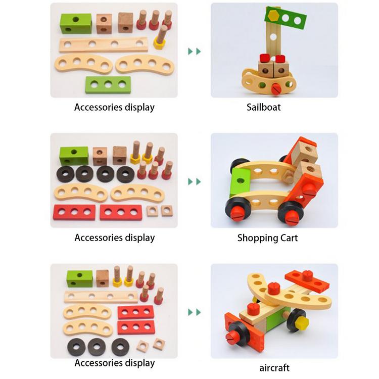 Screw Block Toy Toy Building Set for Toddlers Wooden Nuts Set Building ...