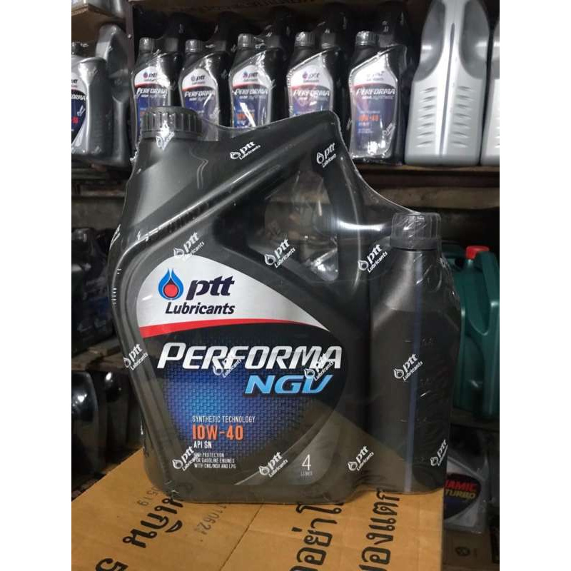 Woww สุดคุ้ม น้ำมันเครื่อง ปตท เบนซิน ใช้ หรือ 2 ระบบ Ptt performa NGV 10w/40 ขนาด 4 ลิตร แถม 1 ...