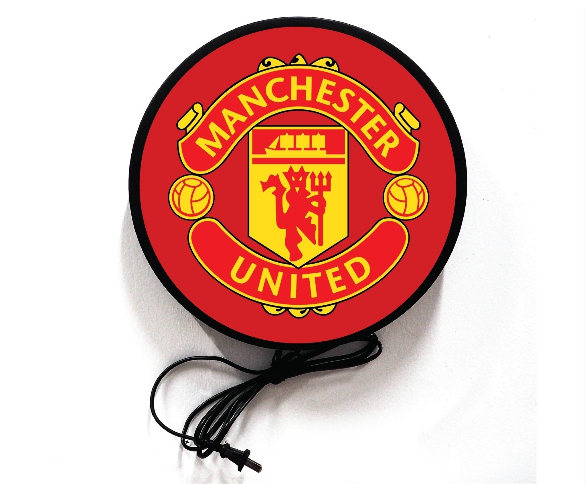 ป้ายโลโก้แมนยูแดง Manchester United LED ป้ายหน้าเรียบ แขวนผนัง ป้ายไฟ ...