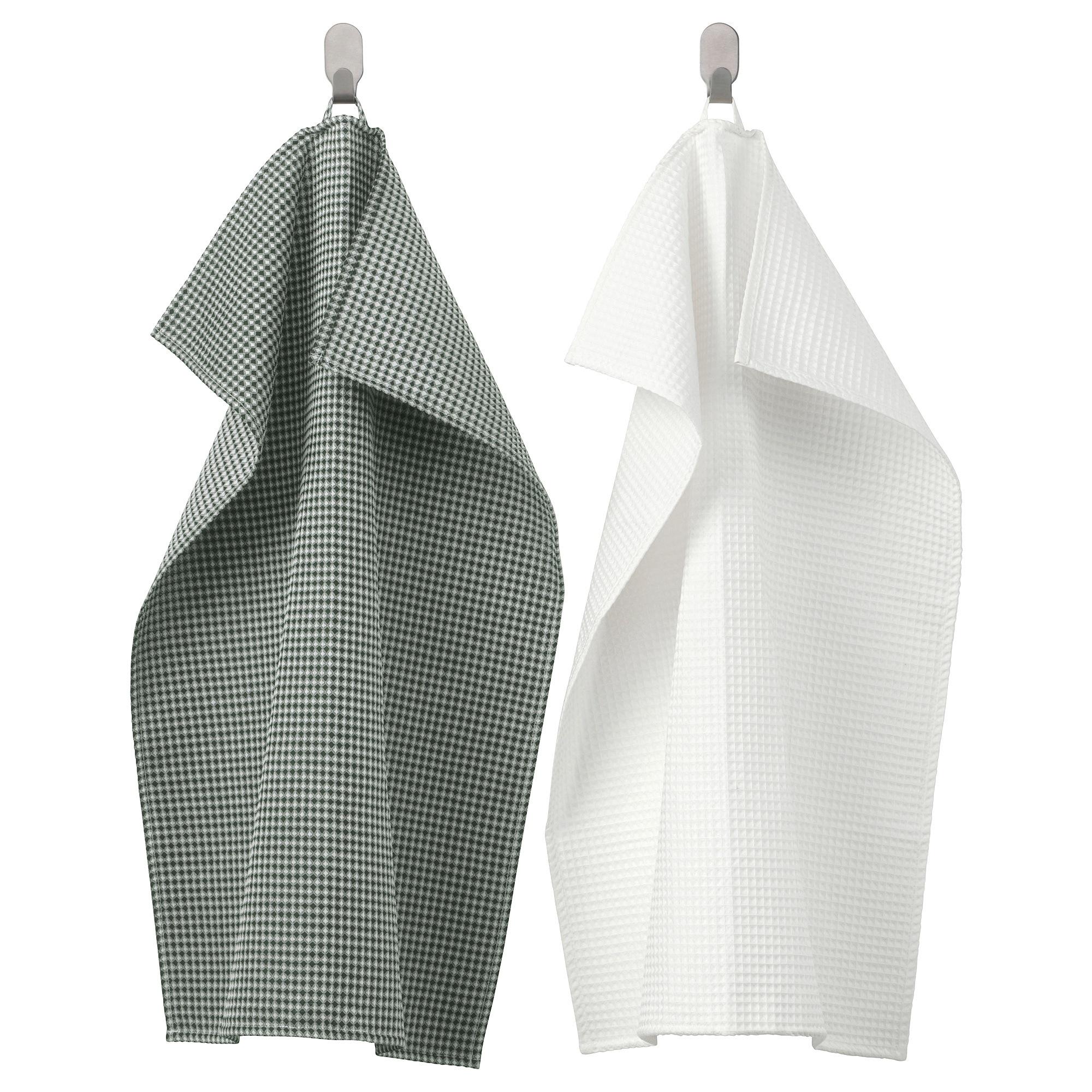 ผ้าเช็ดจาน, ขาว, เขียว ขนาด 50x70 ซม. ผ้าเช็ดจาน TROLLPIL ขนาด 50x70 ...