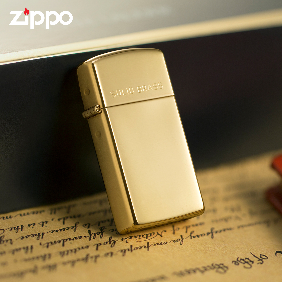 Zippo Slim High Polish Brass Pocket Lighter Zippo 1654 Slim - Zippo Official Store - ThaiPick