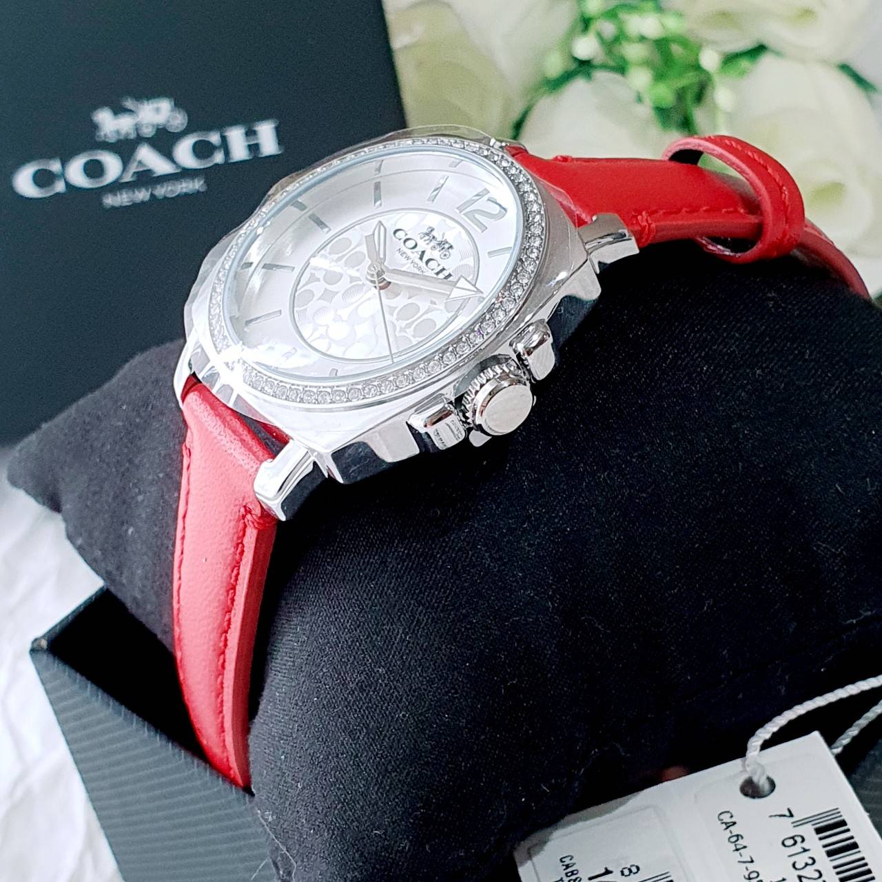 MeBrandOutlet #Coach Boyfriend Red Strab Silver Dial Crystal #14503855 ...