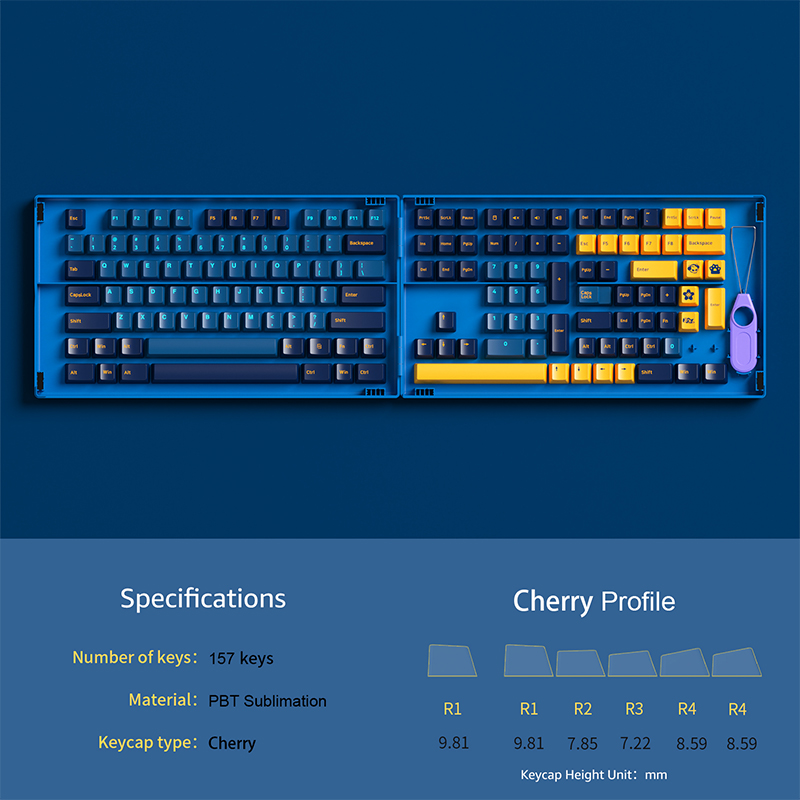 Akko Macaw Keycap Set 199-Key Cherryasa Profile Full Keycaps PBT Double ...
