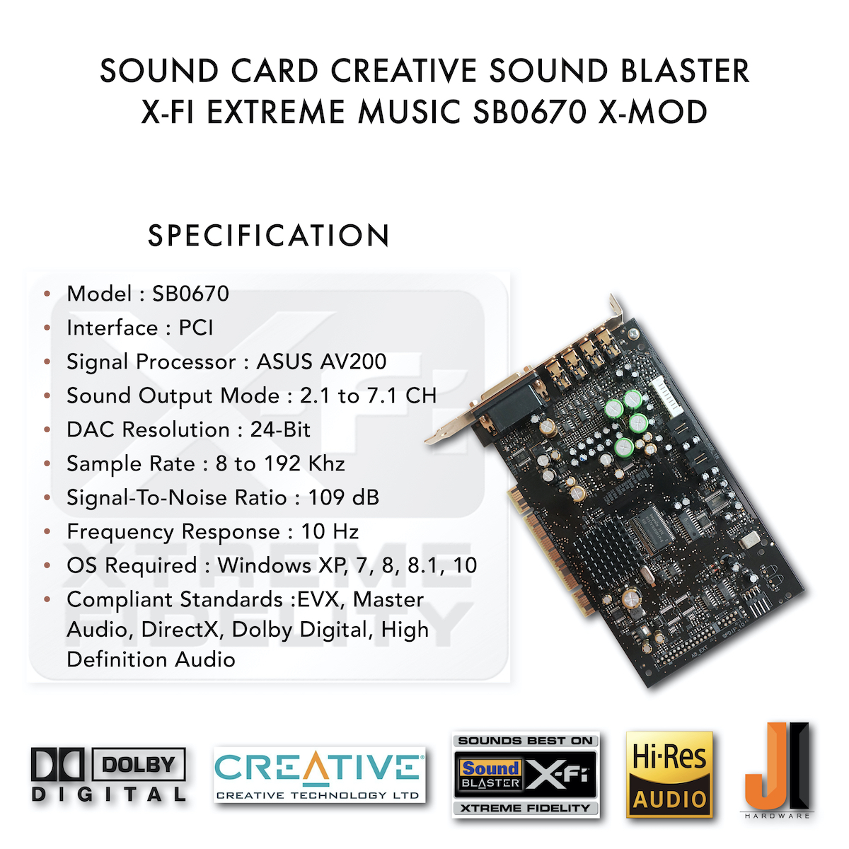 Sound Card Creative Sound Blaster X-Fi XtremeMusic SB0670 7.1 Channel ...