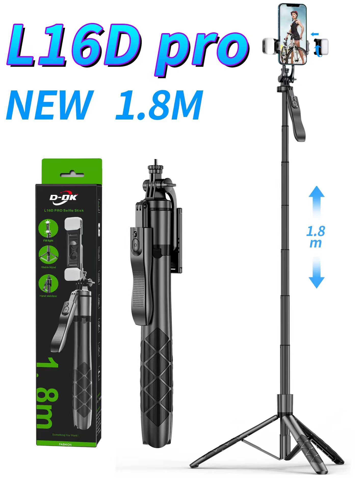 ใหม่ L16 ขาตั้งกล้องไม้เซลฟี่ไร้สาย1.55m.พับได้มาพร้อมรีโมทบลูทูธ พิเศษสามารถใช้กล้องแอคชั่น ...