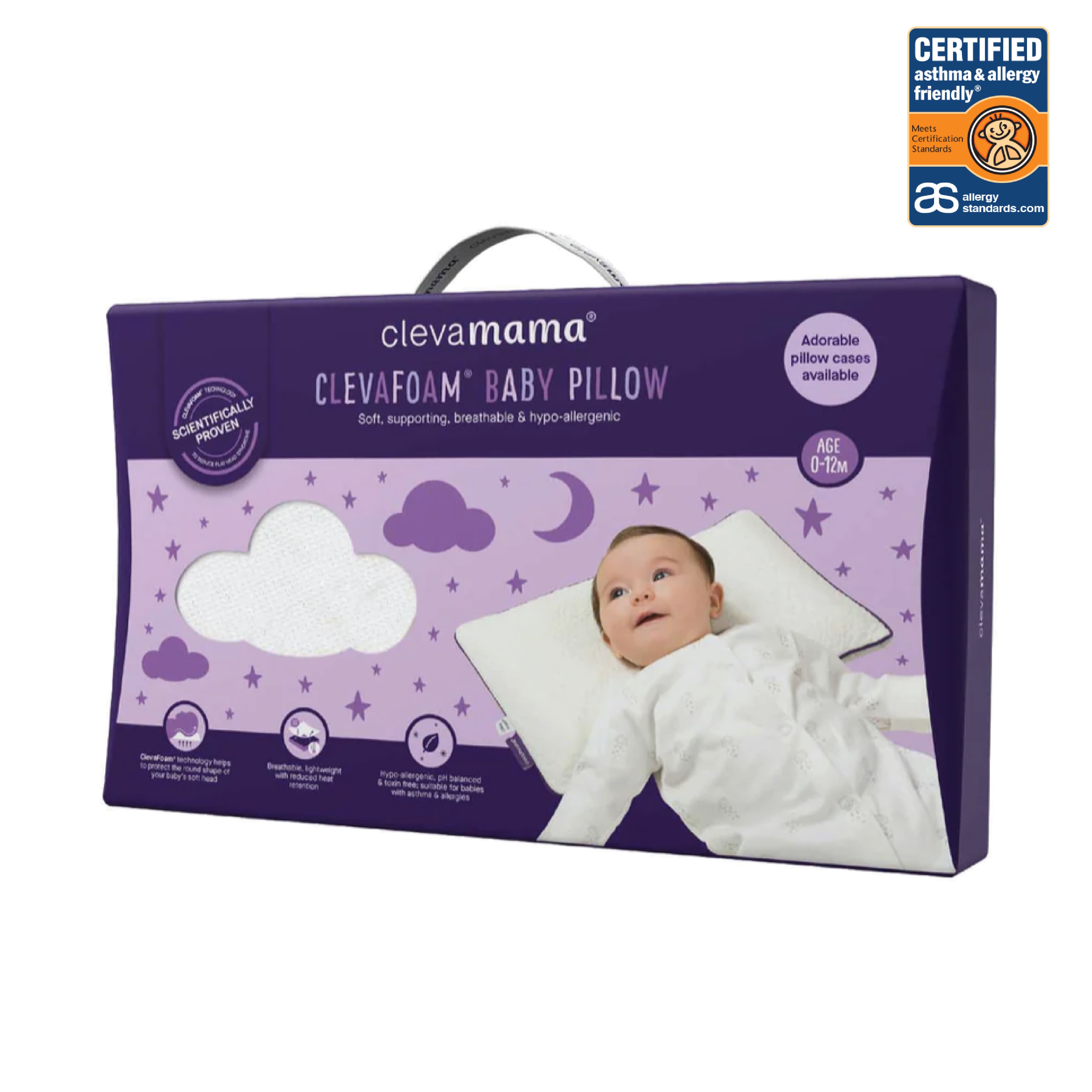 Clevamama Baby Pillow หมอนกันหัวแบน หมอนทารก 0-12 เดือน - VT Kids ...