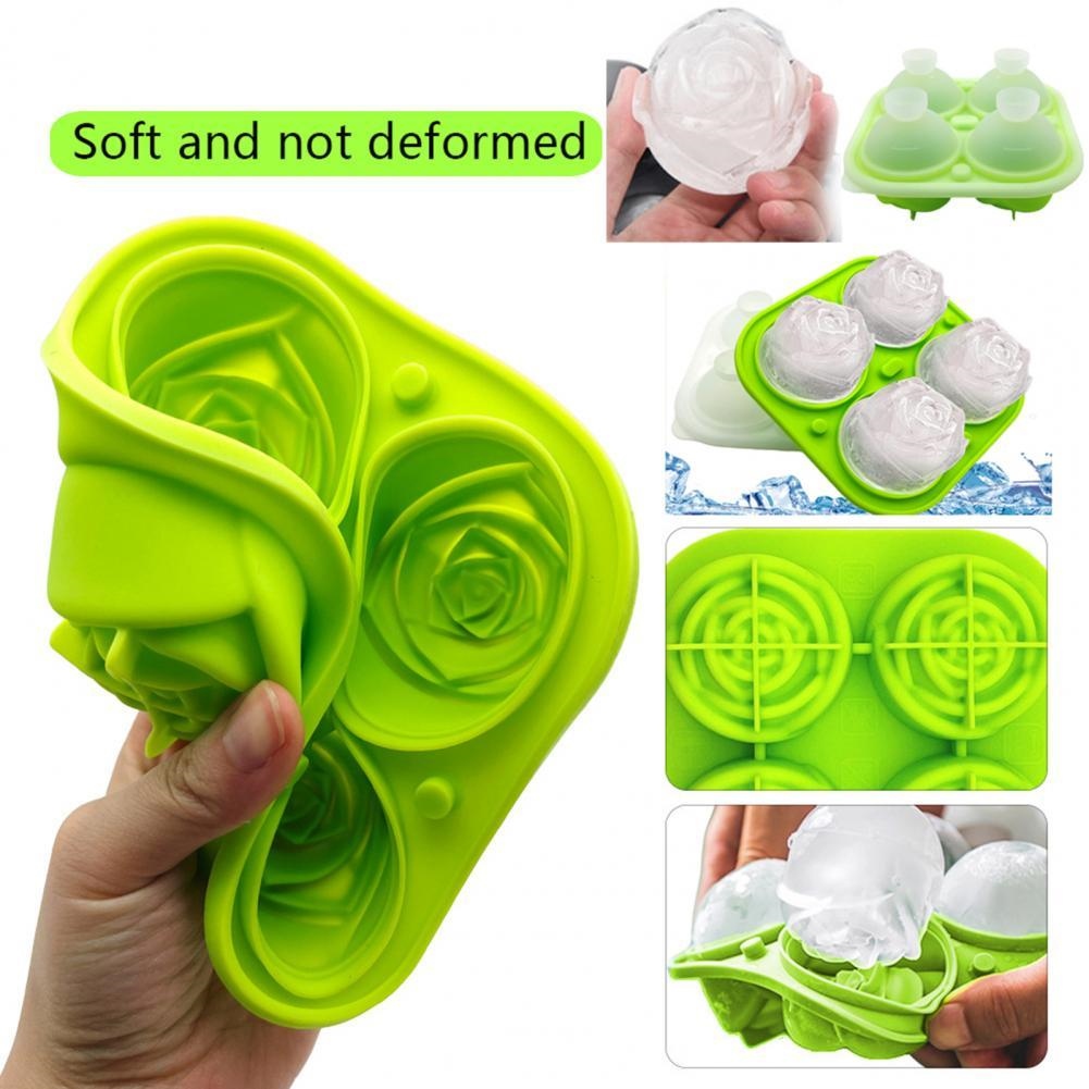 Rose Silicone Ice Tray Flower Shape Ice Cube Maker Food-grade Anti ...