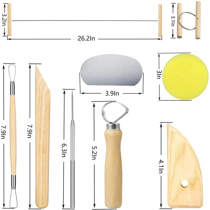 18 Pieces Pottery Tools, Wooden Pottery Sculpting Clay Cleaning Tool ...