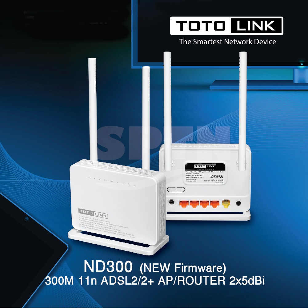 ด่วน ของมีจำนวนจำกัด TOTO LINK ND300 (NEW Firmware) 300M 11n ADSL2/2 ...