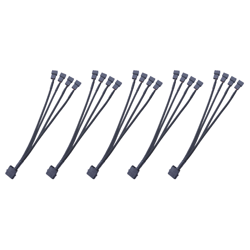 5Pcs Computer Fan Cable 1 To 4 Extension Cable Adapter Cable 4 Pin To 3 ...