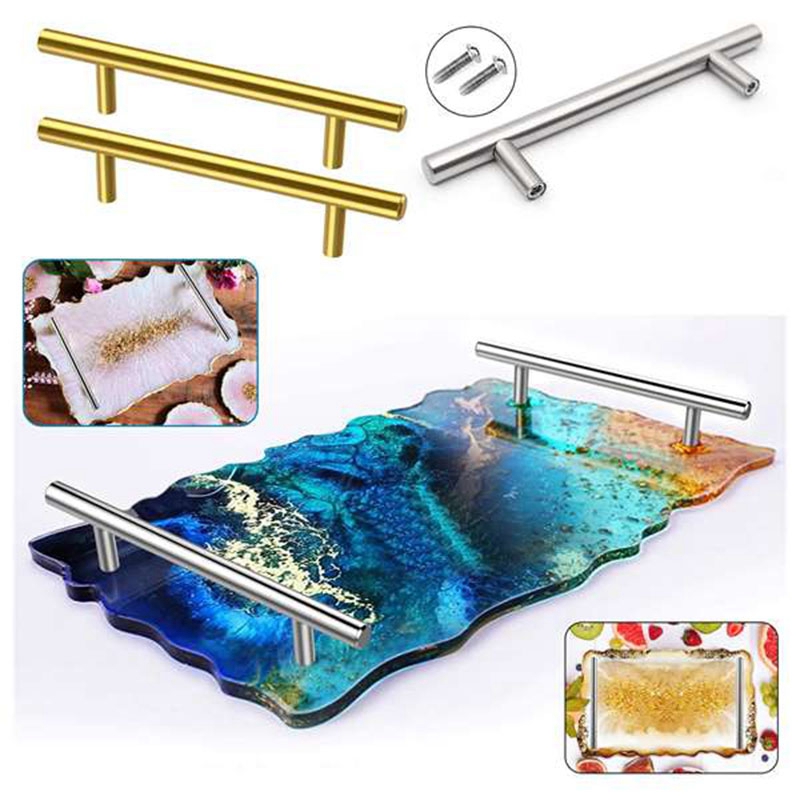 4PCS Resin Tray Molds Handles Epoxy Tray Handles Hardware Stainless ...