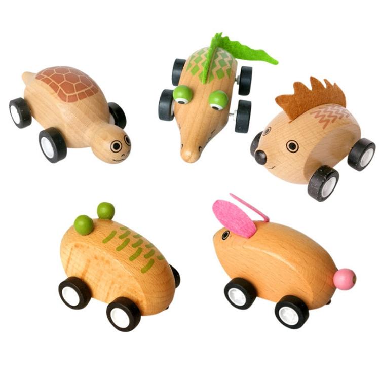 Pull-Back Wooden Animal Car Childrens Developmental Toy ...