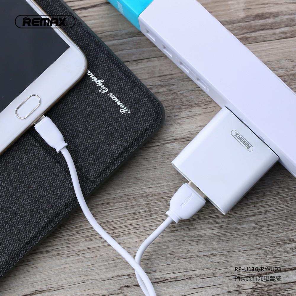 สินค้าขายดี Remax Charger Set RP-U110 / RY-U03 Adapter หัวชาร์จ USB 1 ช่อง 2.1A พร้อมสายชาร์จ ...