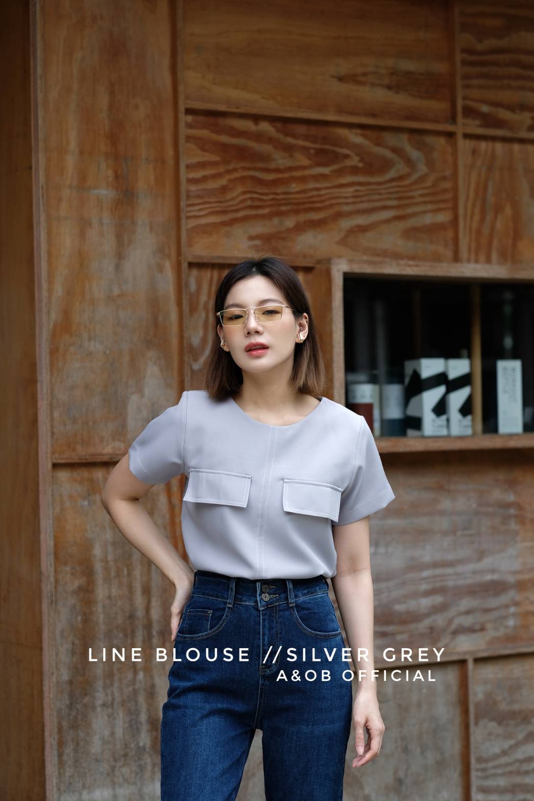 aandoB line blouse (ขนาดXSถึงXXL) (original design By a&oB โปรดระวังของลอกเลียนเเบบ ) | Lazada.co.th