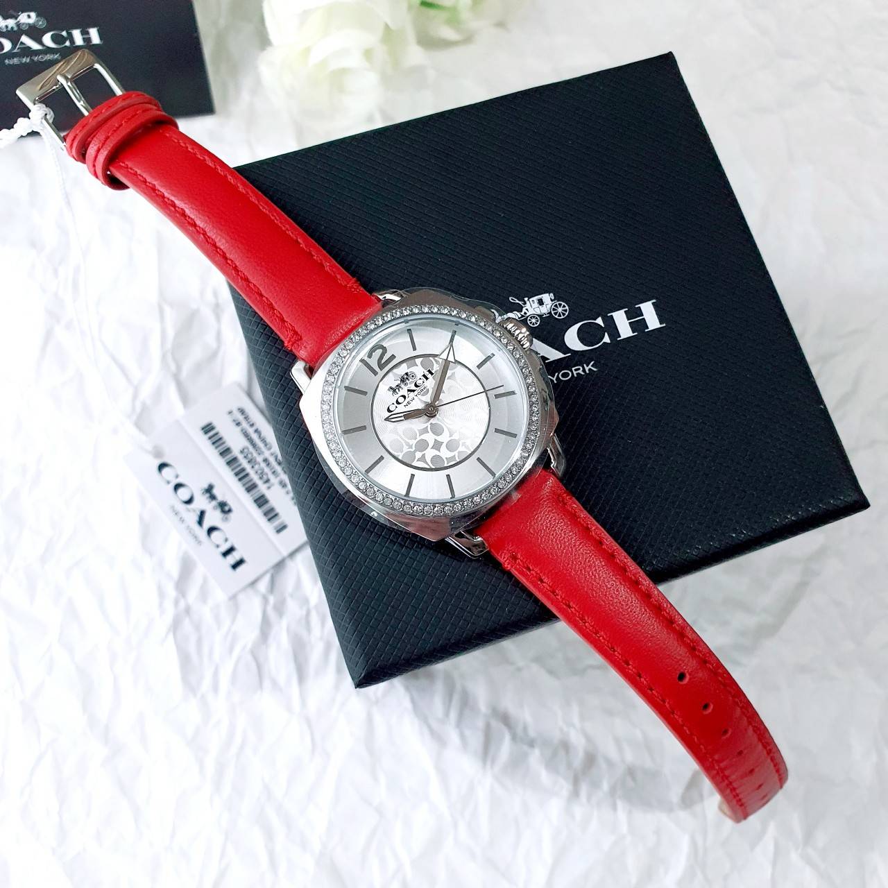 MeBrandOutlet #Coach Boyfriend Red Strab Silver Dial Crystal #14503855 ...