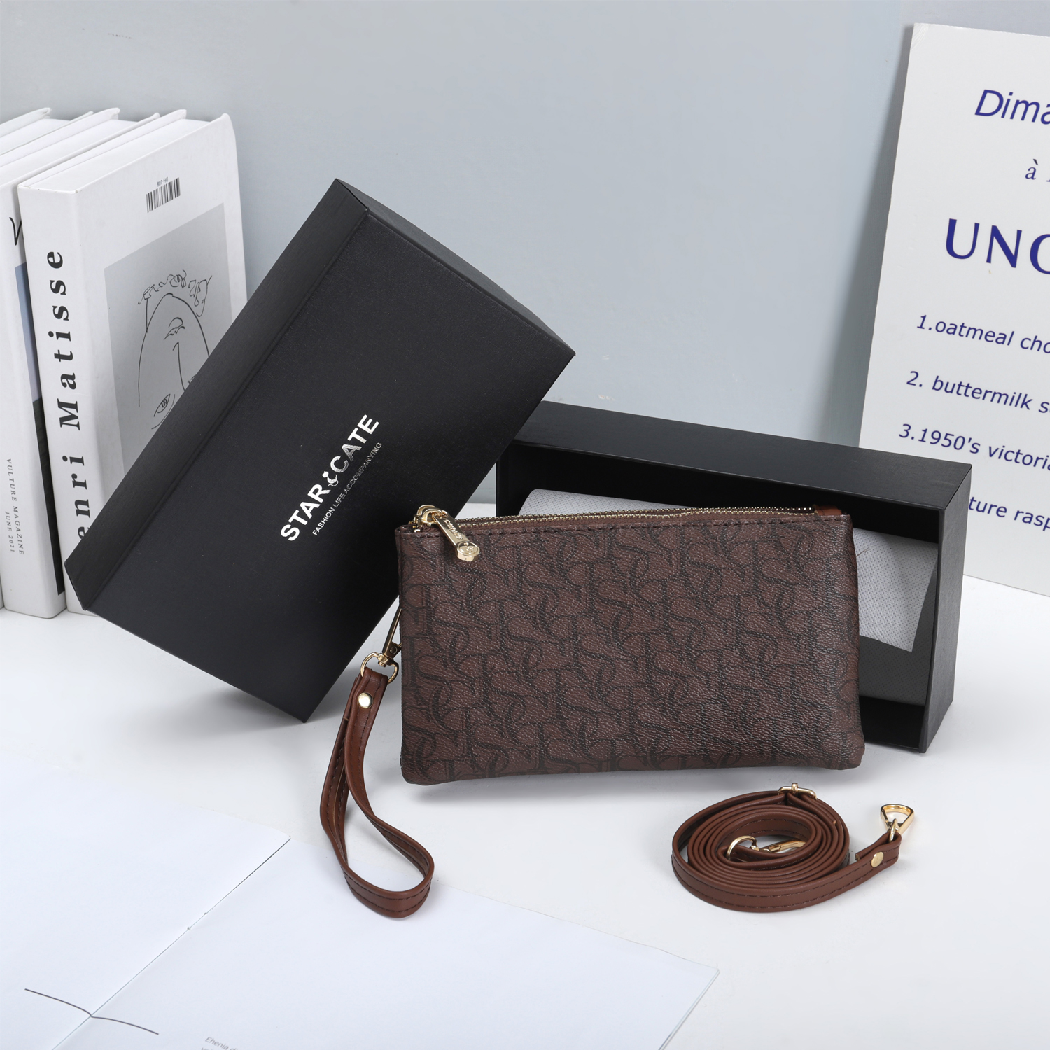 พร้อมส่ง กระเป๋าสะพายไหล่/สะพายข้าง แฟชั่น ผู้หญิง STARCATE-S202 กระเป๋าสตางค์ใบยาว หนังPU ช่อง ...