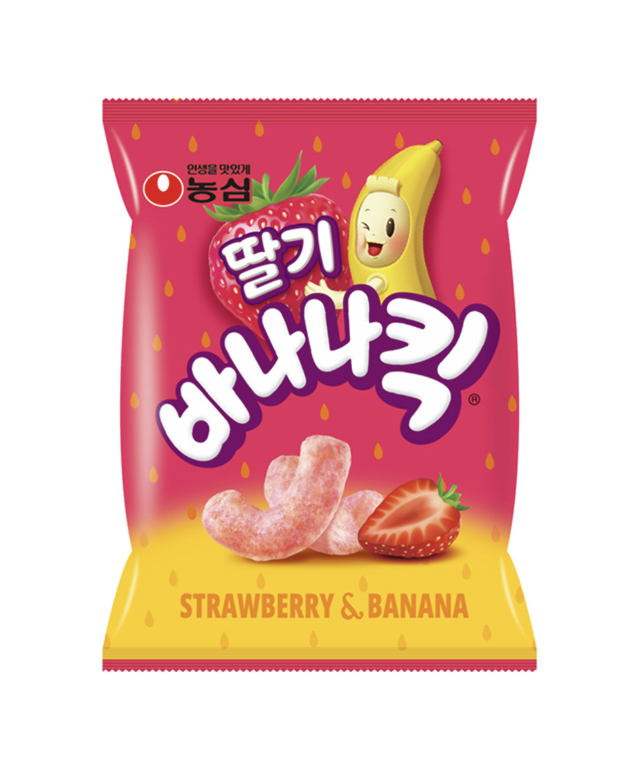 [Original] 딸기바나나킥 Nongshim Strawberry & Banana Kick (ขนมอบกรอบรสสตรอเบอร์รี่และกล้วย) 60g ...